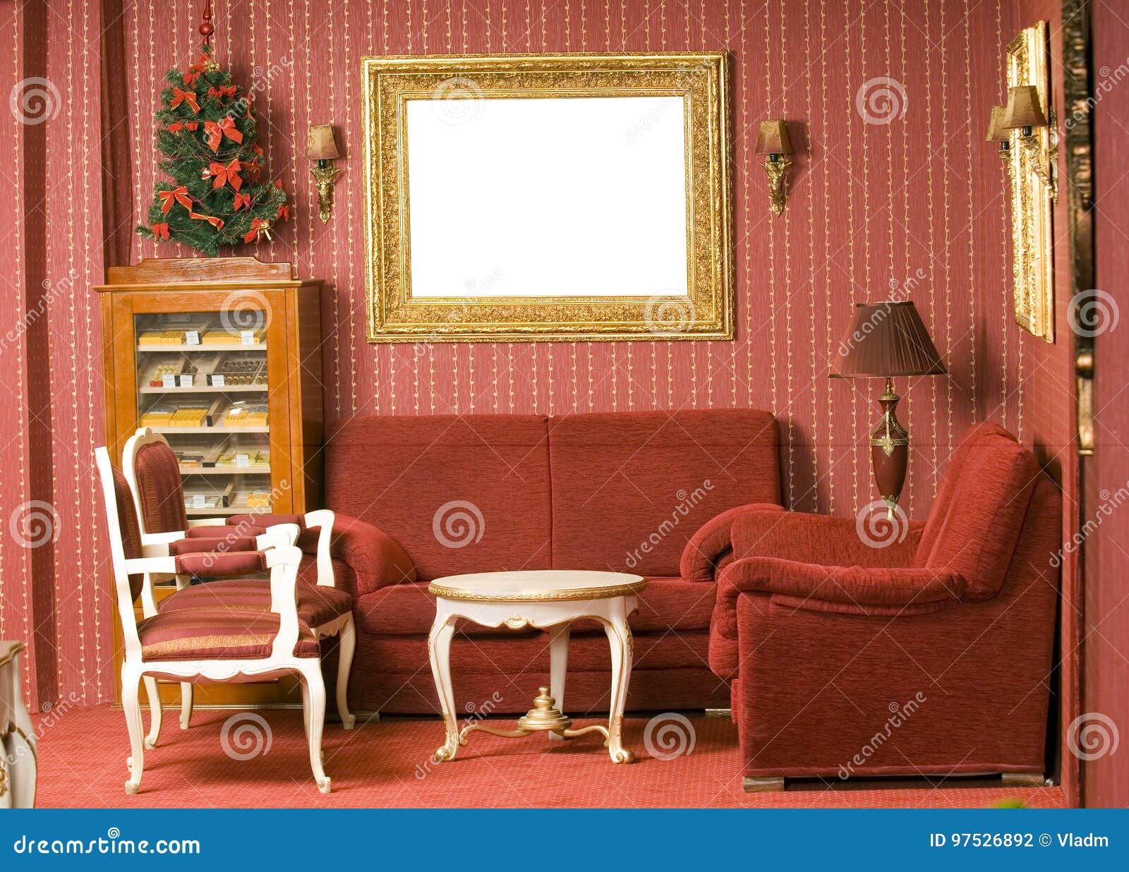 Red interior design stock photo. Image of modern, mansion - 97526892