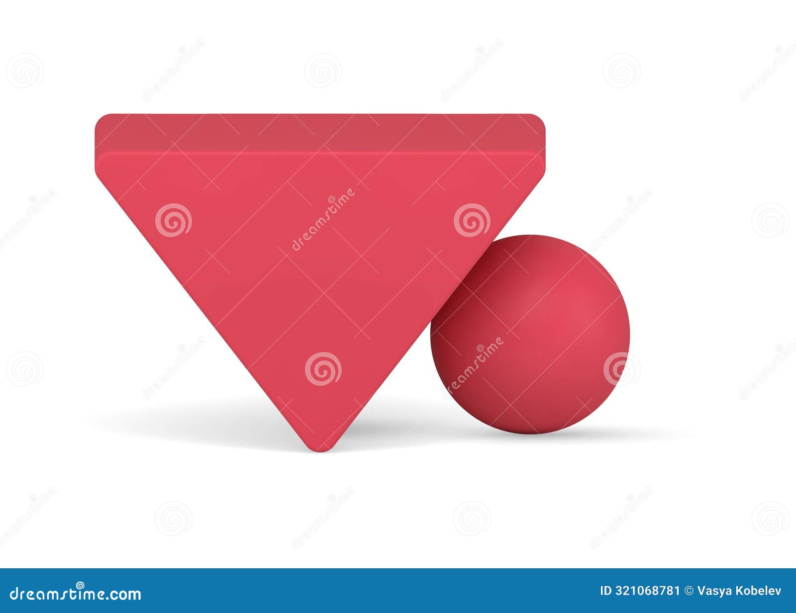 Red Inverted Triangle with Sphere Math Geometric 3d Figure Podium Design Realistic Vector Stock ...