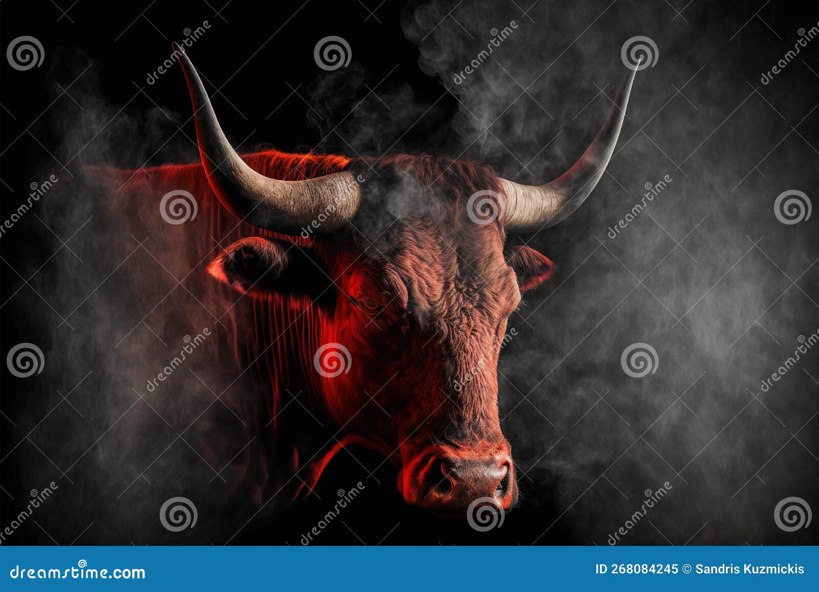 Red Irate Bull and Smoke. Generative AI Stock Illustration ...