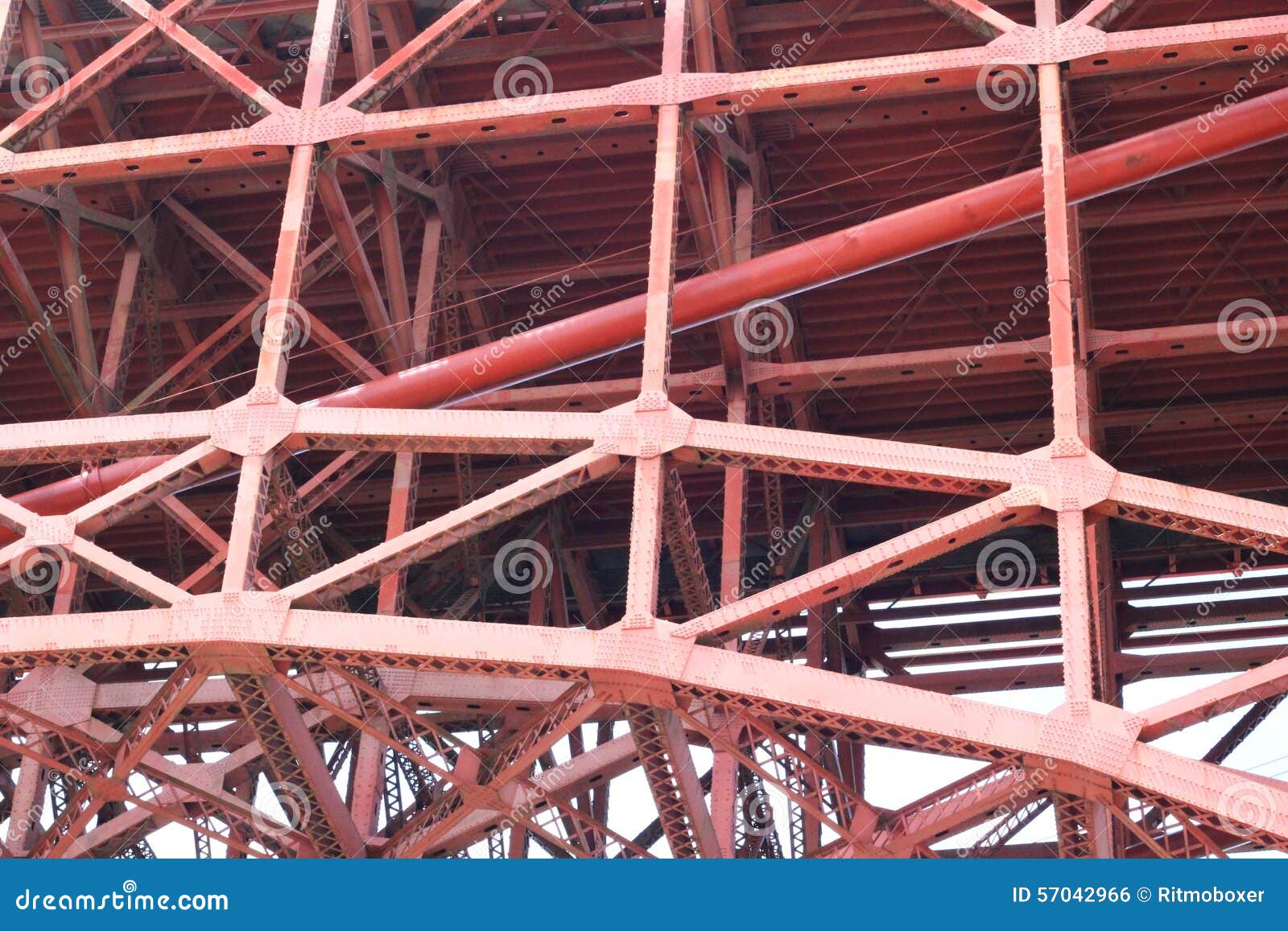 Red Iron Beams Under the Golden Gate Bridge Stock Photo - Image of ...