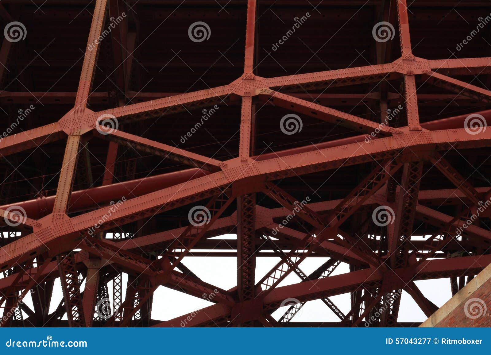 Red Iron Beams Under the Golden Gate Bridge Stock Image - Image of gate ...