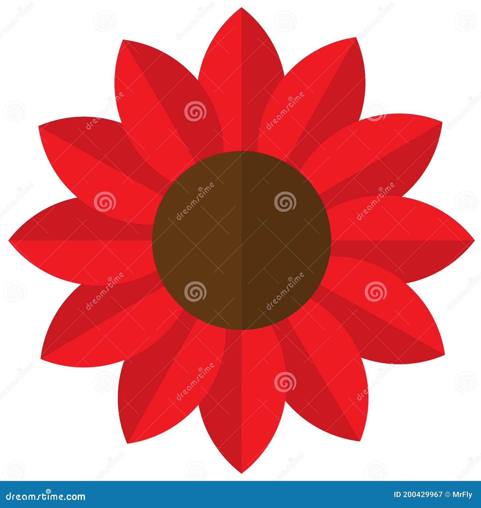 Red Isolated 2D Flower, Vector Illustration Stock Vector - Illustration ...