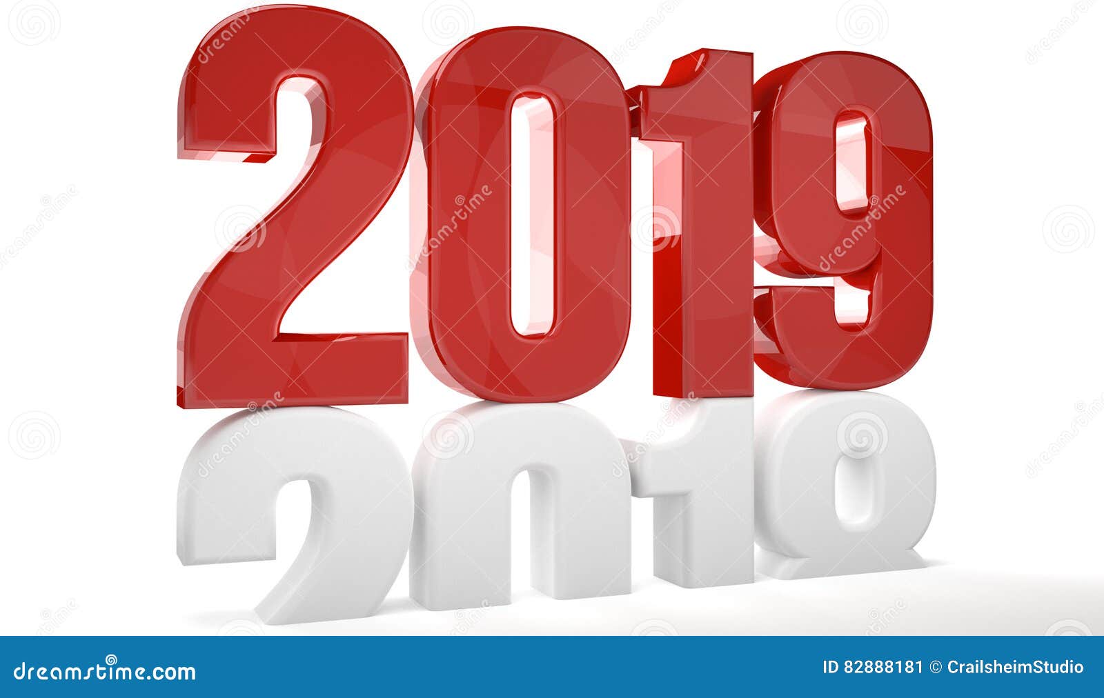 2019 Red Isolated Over Old 2018 3d Render Stock Illustration ...