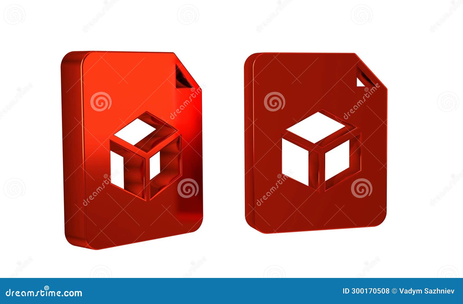 Red Isometric Cube File Icon Isolated on Transparent Background ...
