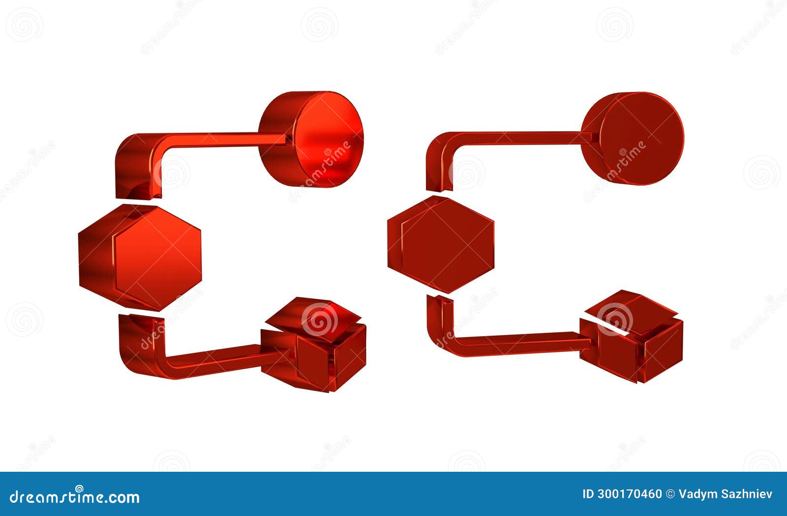 Red Isometric Cube Icon Isolated on Transparent Background. Geometric ...