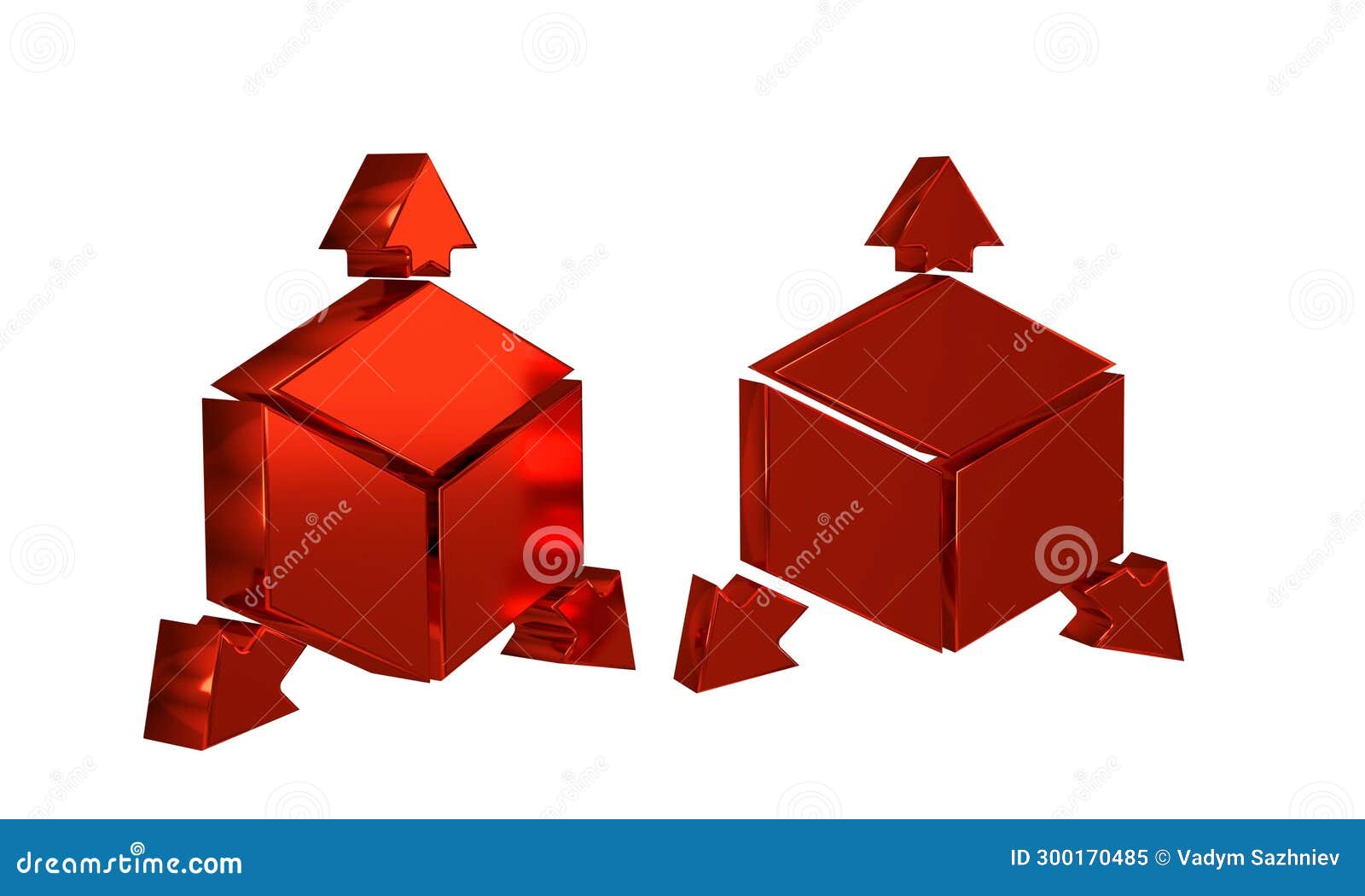 Red Isometric Cube Icon Isolated on Transparent Background. Geometric ...