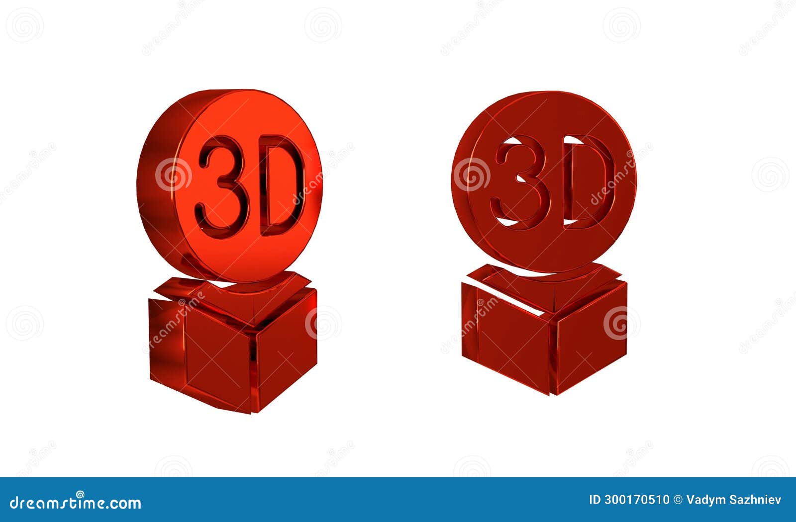Red Isometric Cube Icon Isolated on Transparent Background. Geometric ...