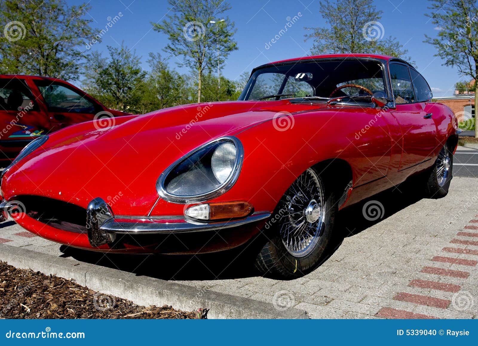 Red Jaguar E-Type stock photo. Image of aerodynamic, parking - 5339040