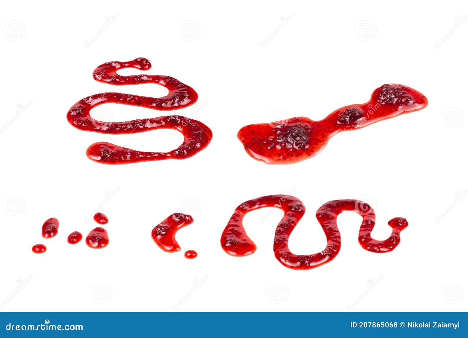 Red Jam Splashes Isolated on White Stock Photo - Image of topping ...