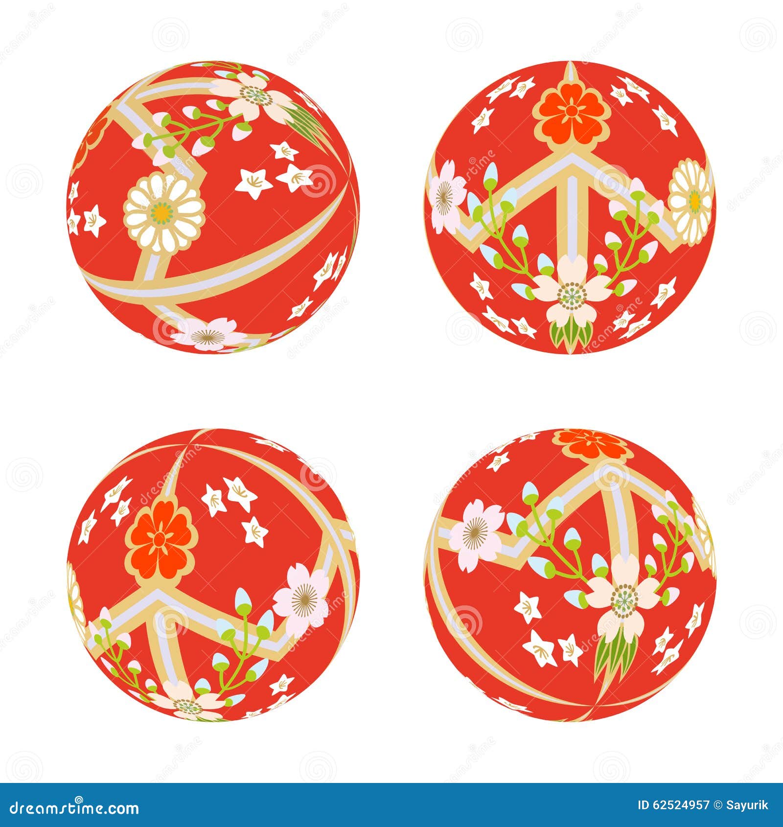 Red Japanese Old-fashioned Toy Ball Stock Vector - Illustration of ...