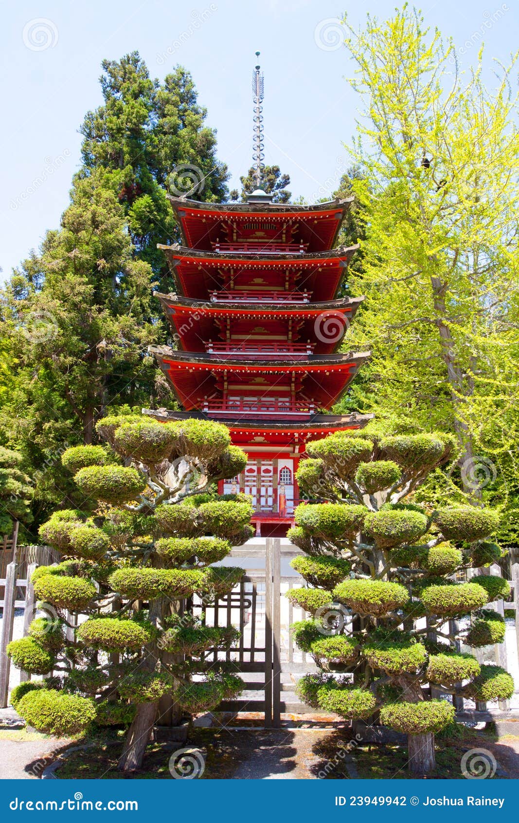Red Japanese Pagoda stock photo. Image of gardens, preserved - 23949942