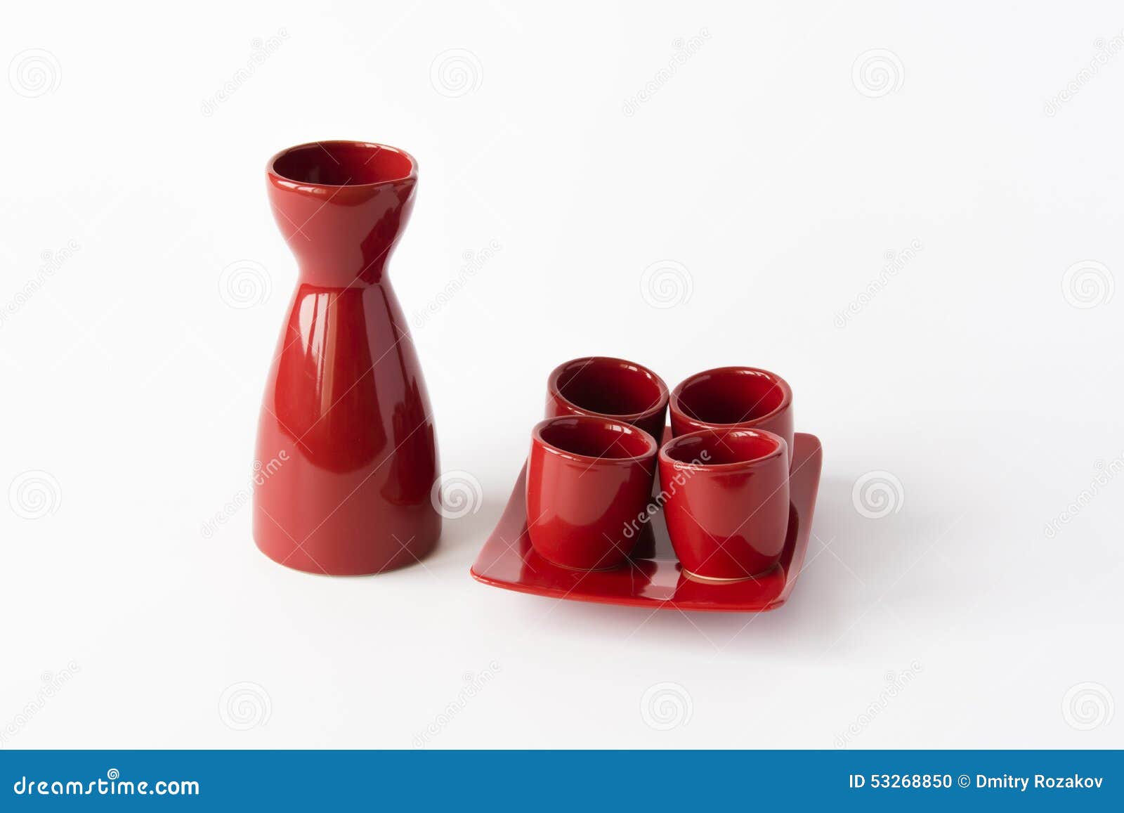 Red japanese sake set stock photo. Image of traditional - 53268850