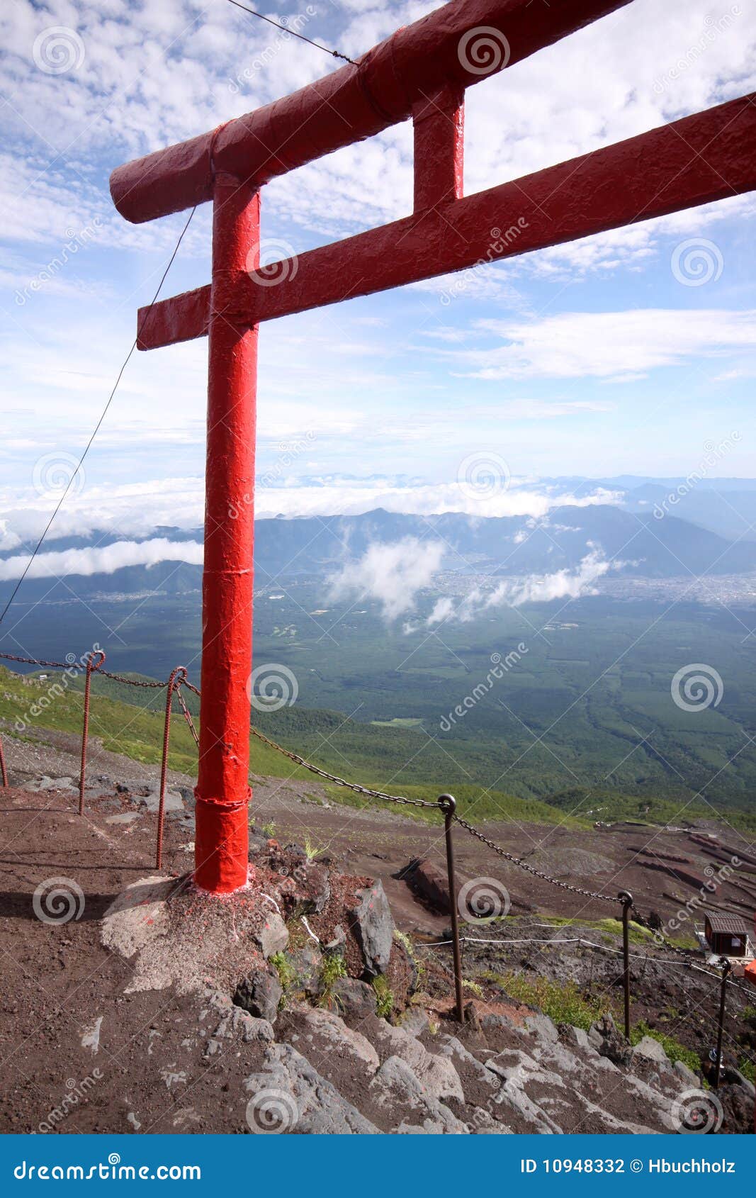 Red Japanese Tori Gate on Top of Mt. Fuji Stock Photo - Image of gate ...