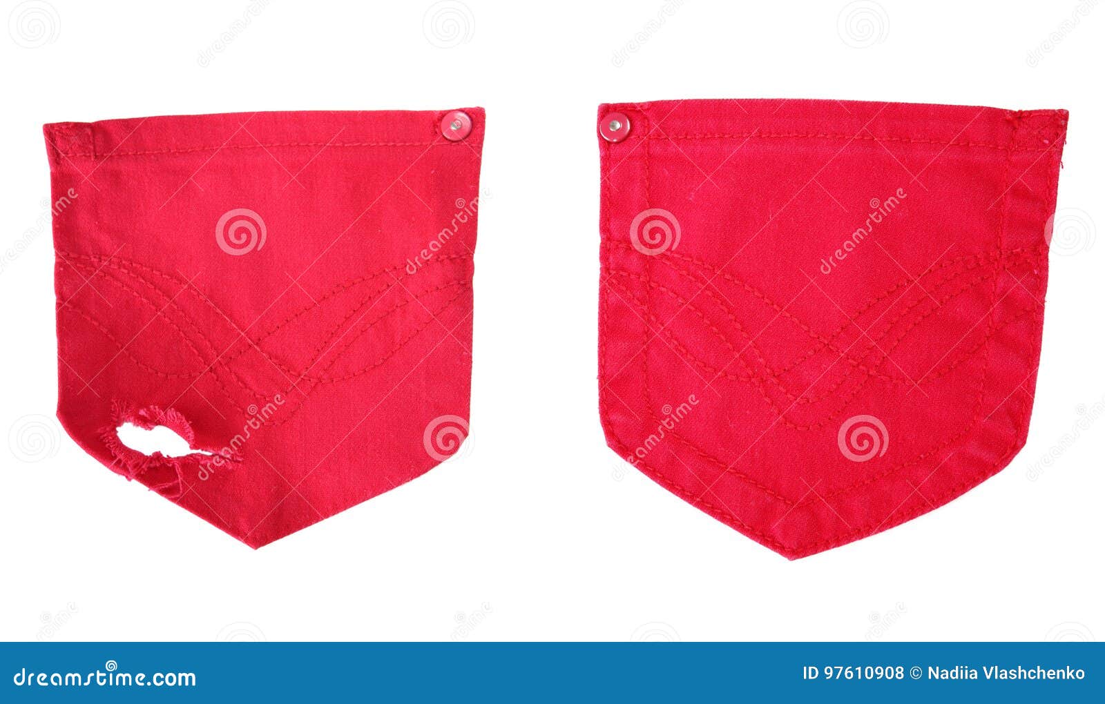 Red Jeans Pockets Isolated on White Stock Photo - Image of garment ...
