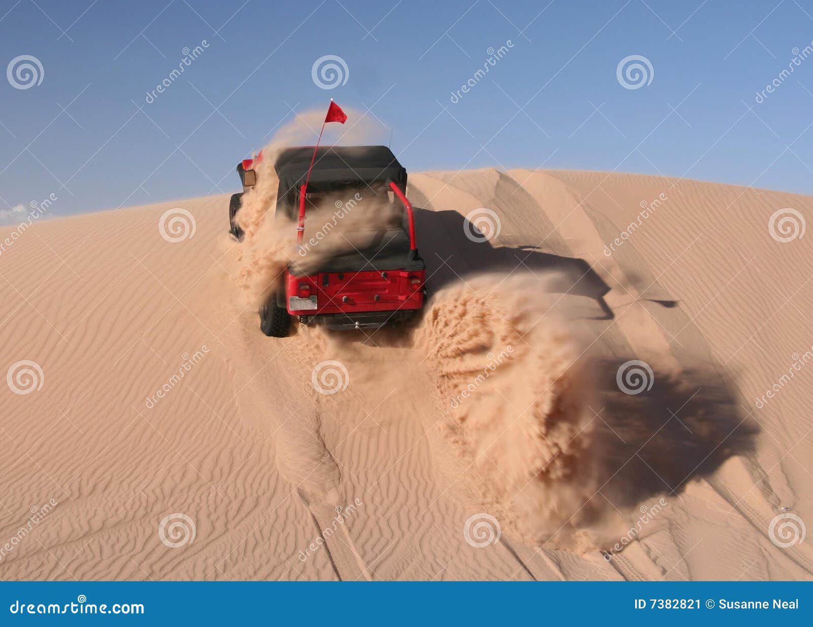 Red Jeep Driving Up Sand Dune Stock Image - Image of ridge, thrill: 7382821