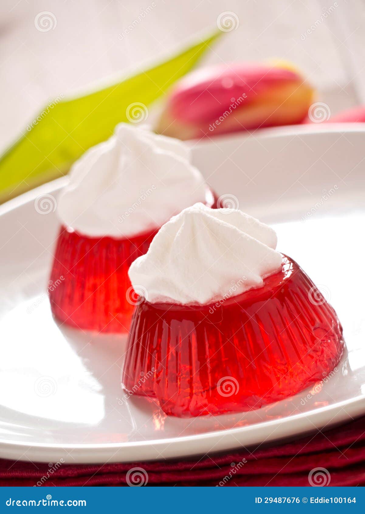 Red Jello with cream stock photo. Image of jello, dessert - 29487676