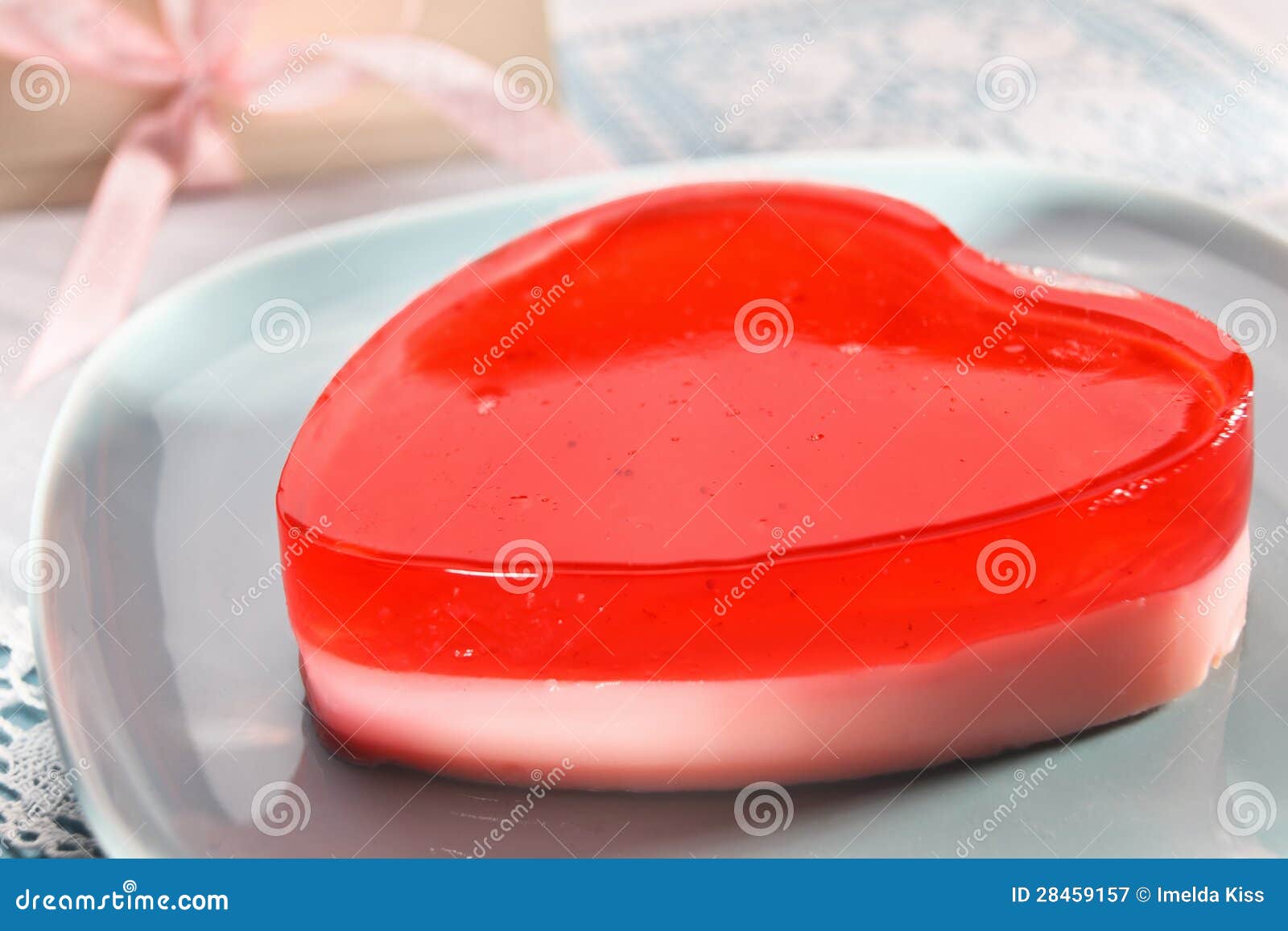 Red Jelly Heart with Pink Pudding for Valentine-day Stock Image - Image ...