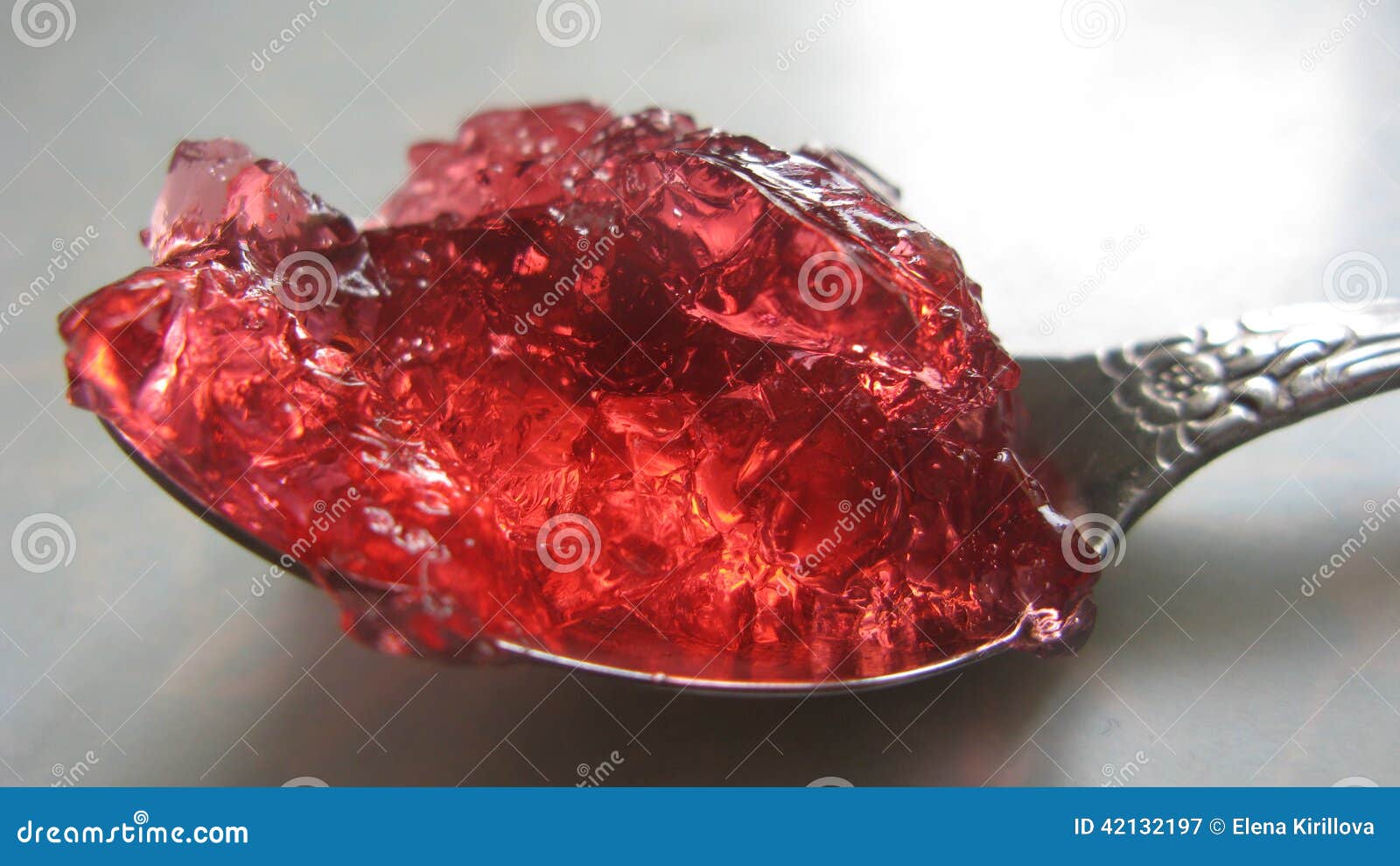 Red jelly on a spoon. stock image. Image of berry, food - 42132197