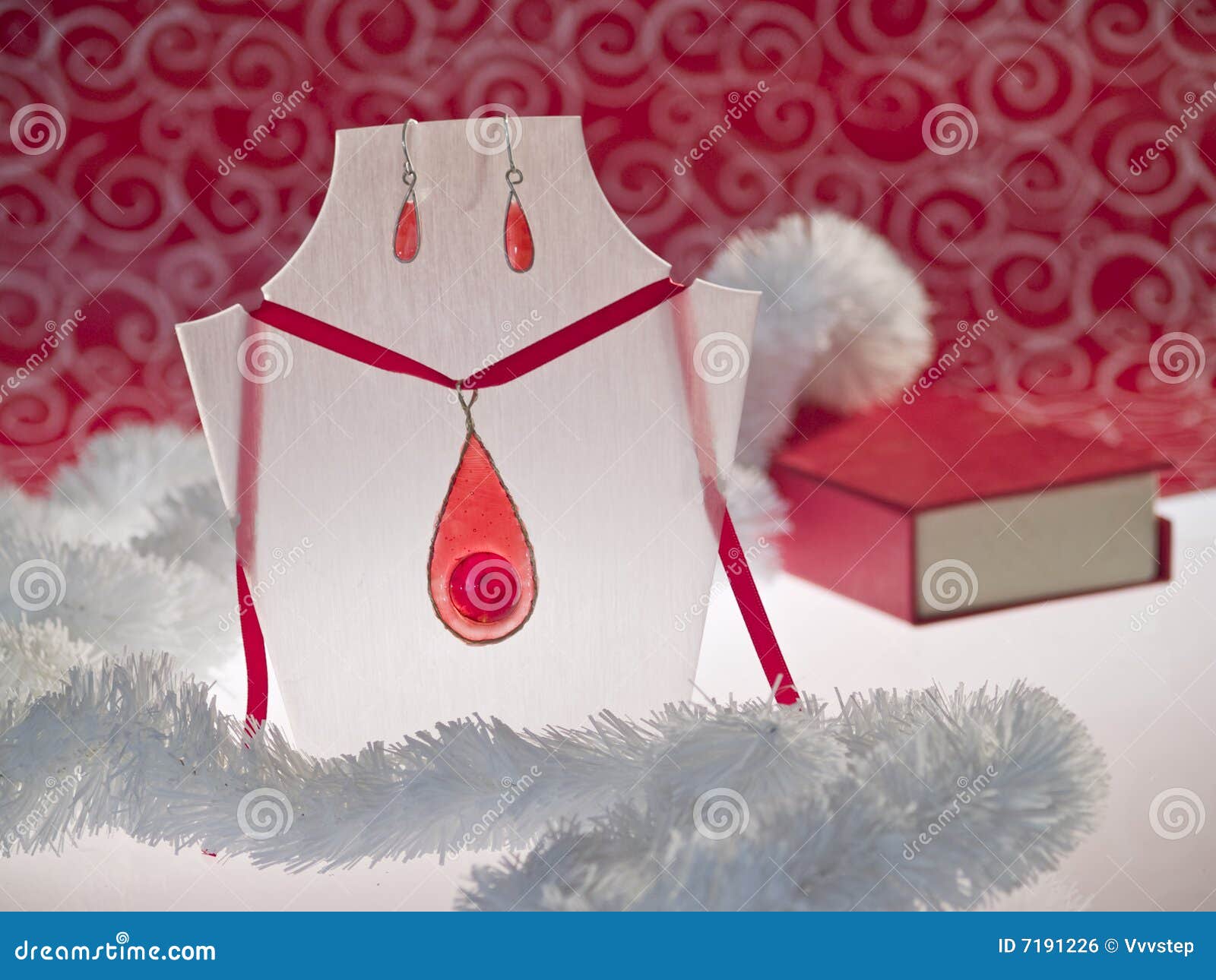 Red jewelry display stock photo. Image of necklace, stones - 7191226