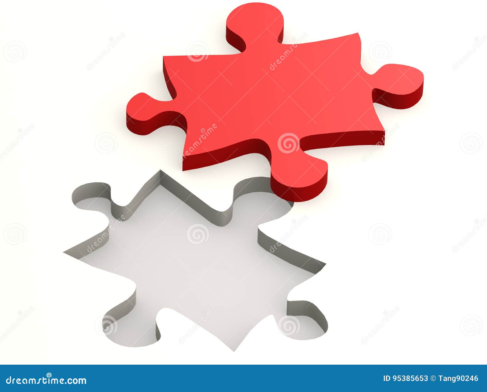Red Jigsaw Puzzle Isolated on White Stock Illustration - Illustration ...