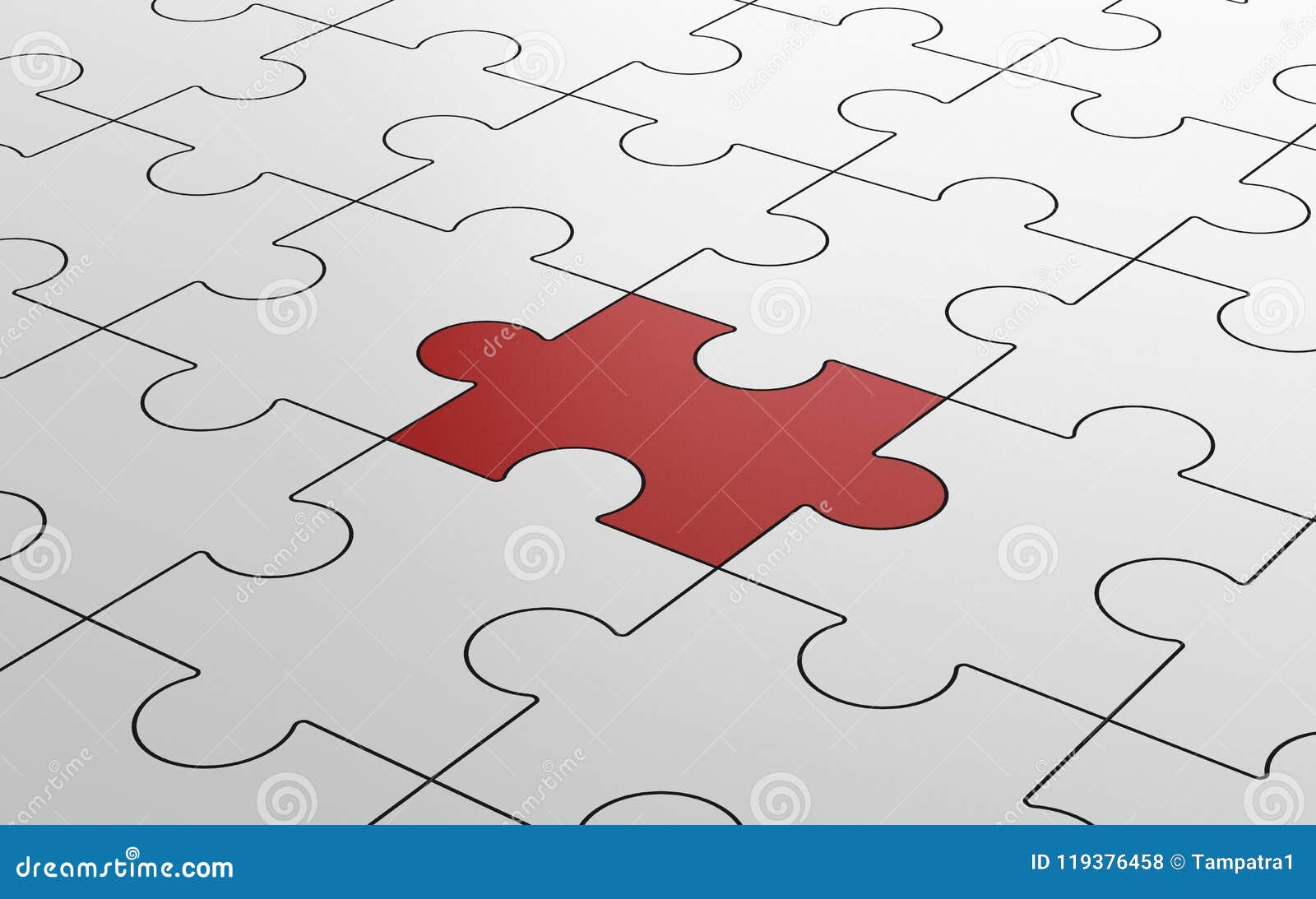 Red Jigsaw Puzzle among White Puzzles in Different Concept Stock ...