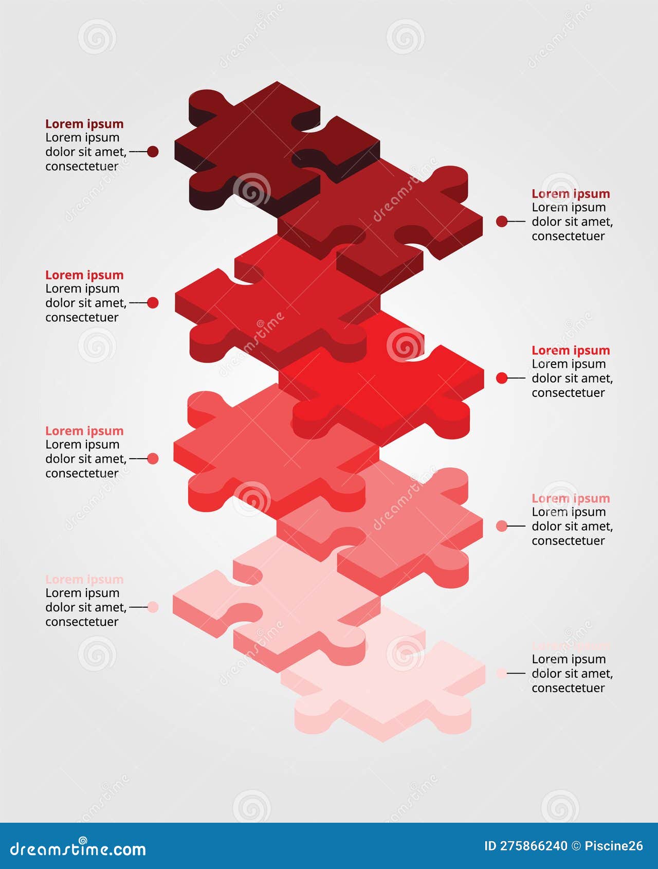 Red Jigsaw Timeline Floating Template for Infographic for Presentation ...