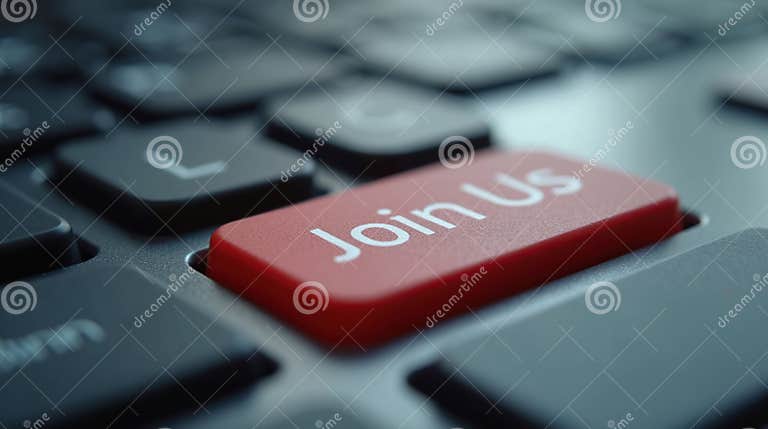 Red Join Us Button on Computer Keyboard Stock Illustration ...