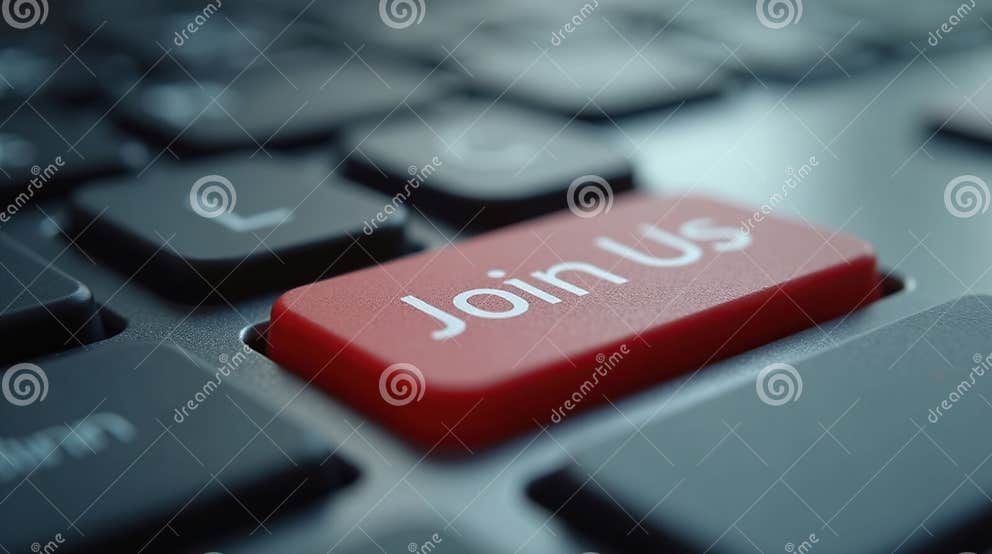 Red Join Us Button on Computer Keyboard Stock Illustration ...