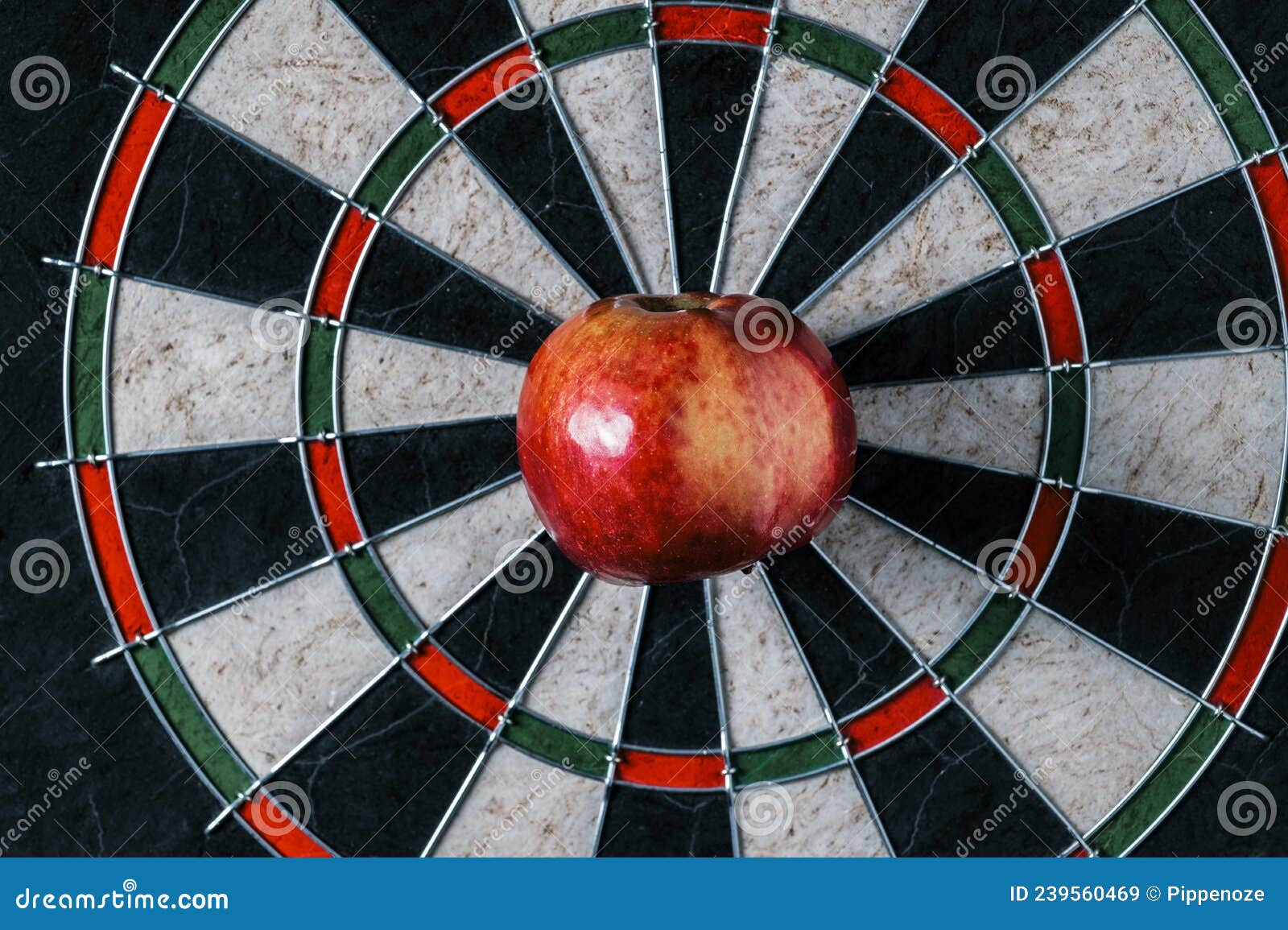 Red Juicy Apple in the Center of Target Board Stock Image - Image of ...