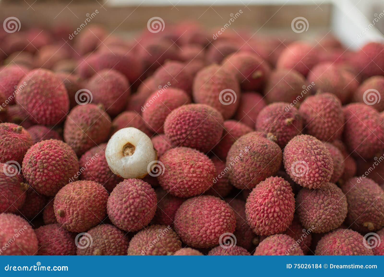 Red juicy lychee for sale stock photo. Image of health - 75026184