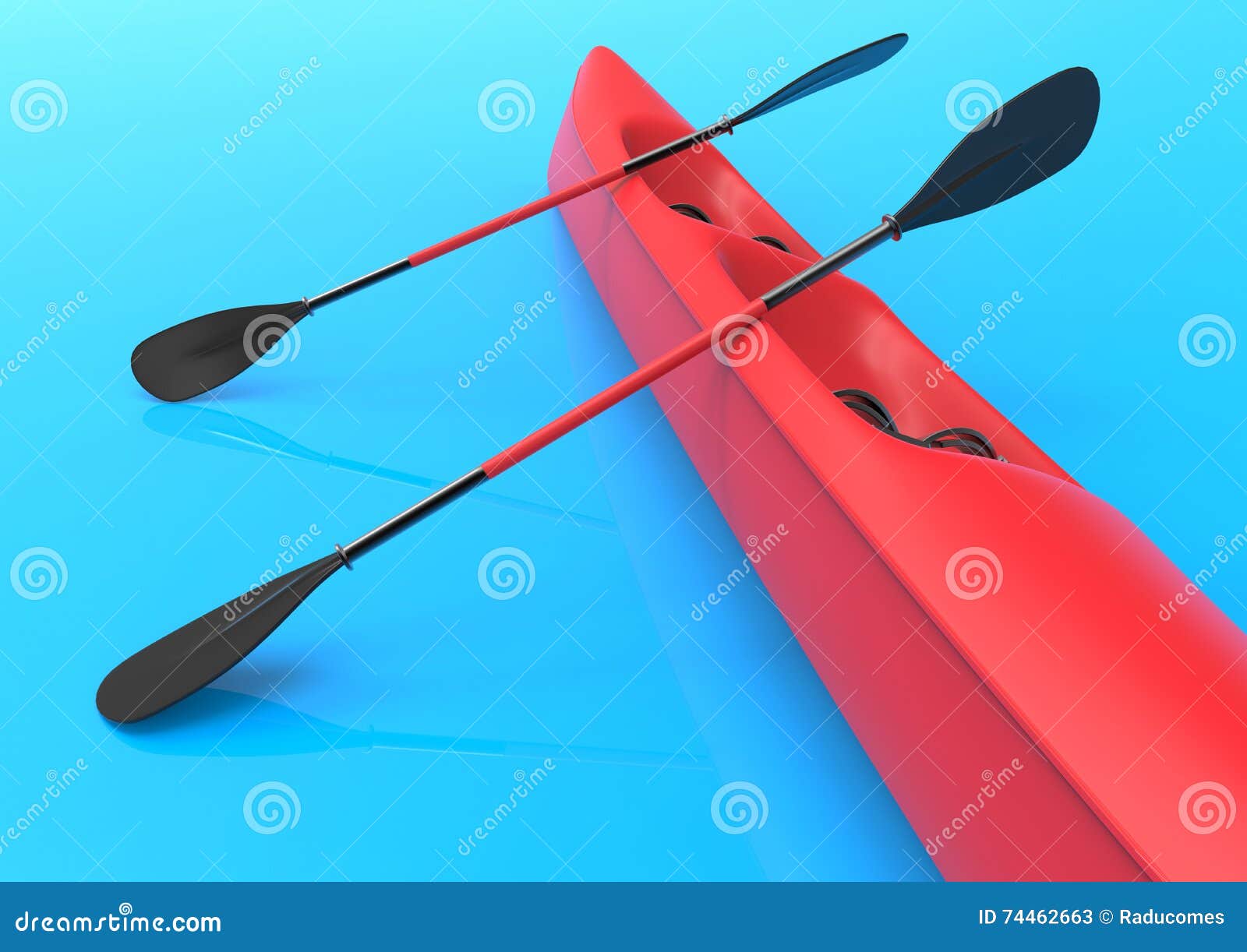 Red Kayak Over a Blue Reflective Background Stock Illustration ...