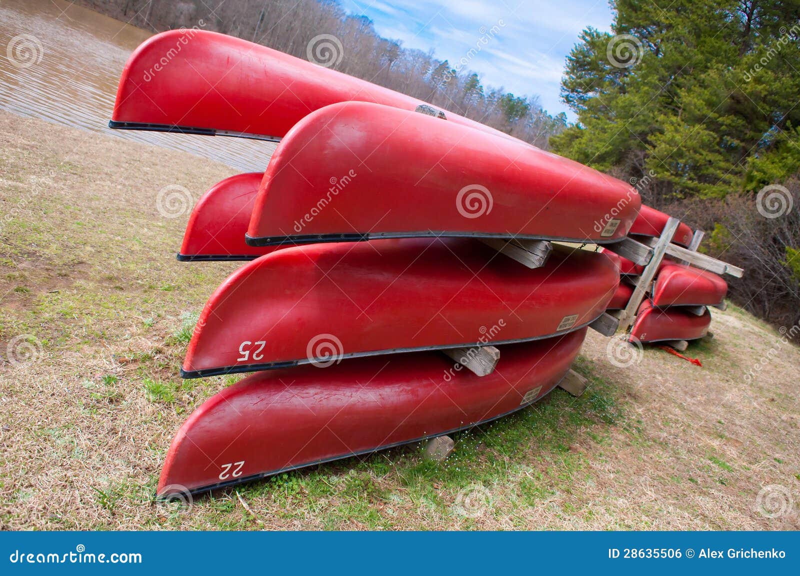 Red kayaks stock photo. Image of summer, outdoors, rowing - 28635506