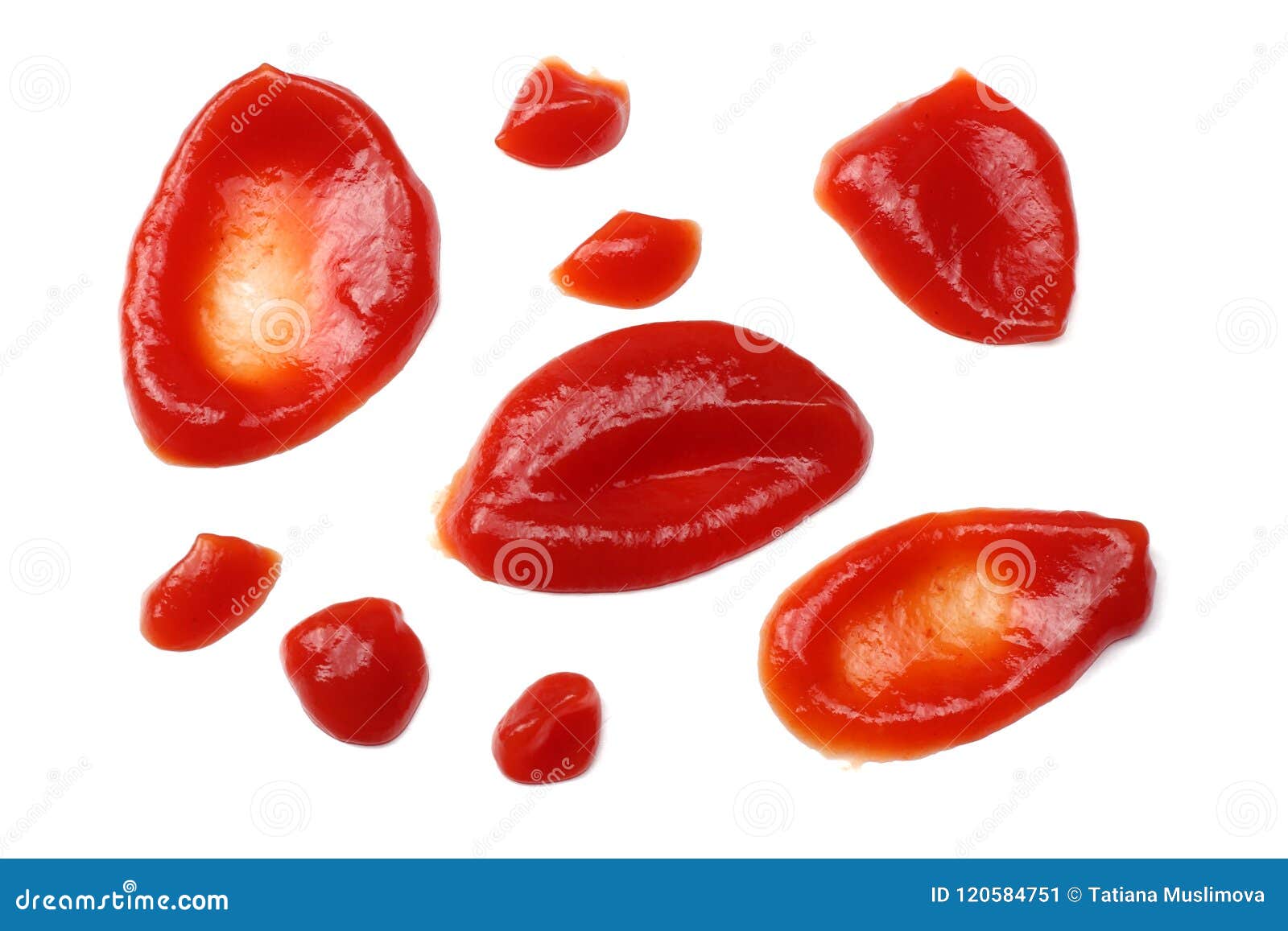 Red Ketchup Splashes Isolated on White Background Top View Stock Image ...