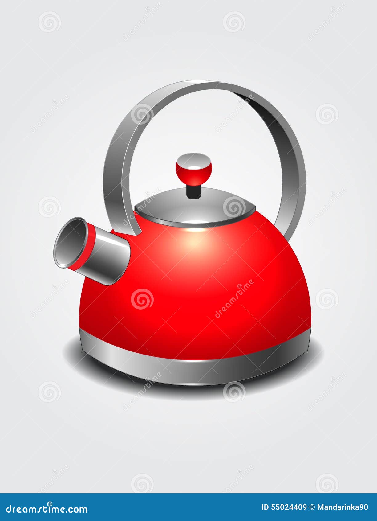 Red kettle. art Vector stock vector. Illustration of reflection - 55024409