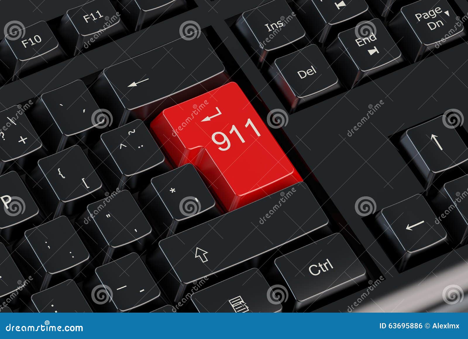 911 red keyboard button stock illustration. Illustration of ambulance ...