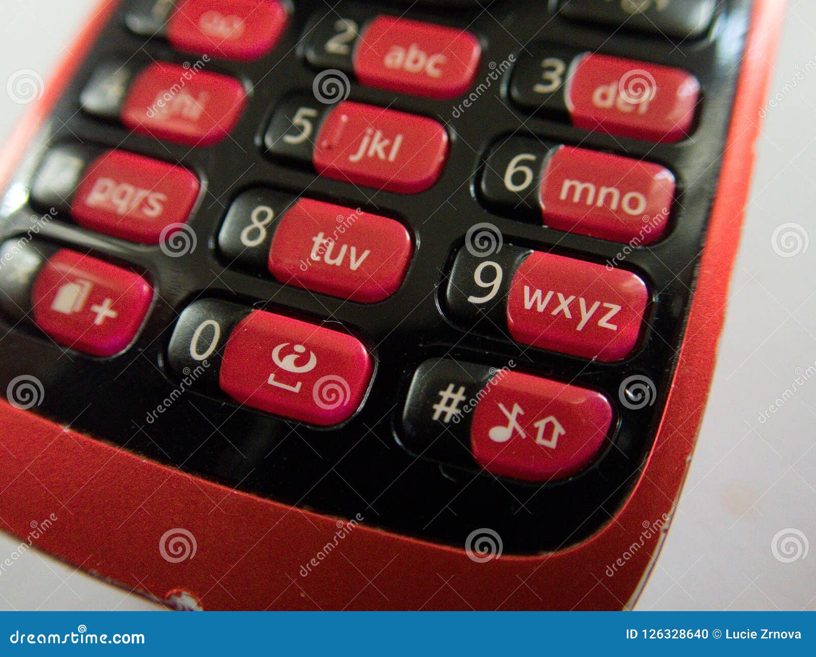 Red Keyboard of an Old Cell Phone Stock Photo - Image of keypad, blue ...