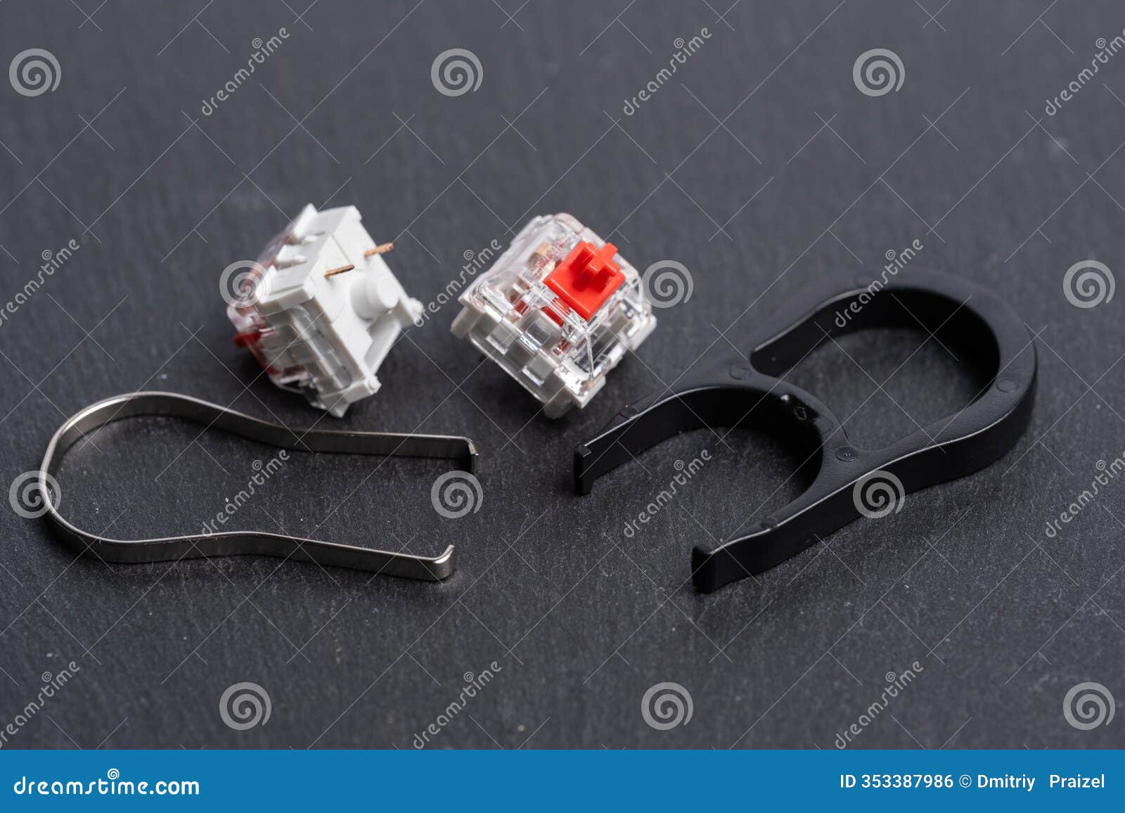 Red Keys Mechanical Keyboard and Brackets for Their Installation Stock ...