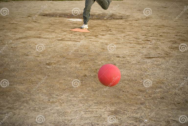 Red kickball approach stock image. Image of full, outdoors - 4560101