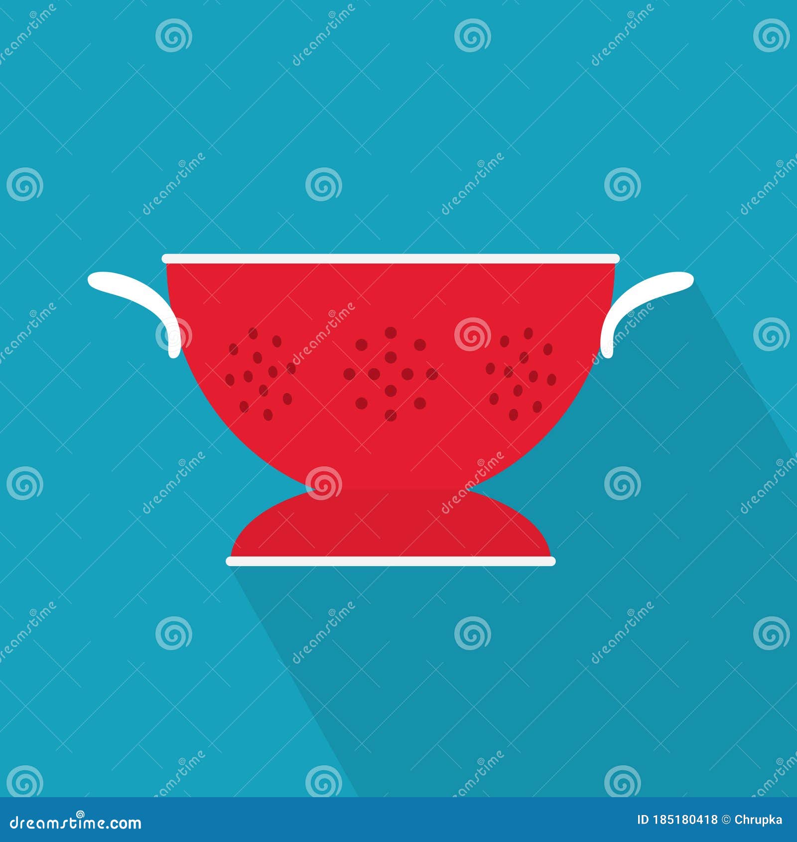 Red kitchen colander icon stock vector. Illustration of kitchen - 185180418