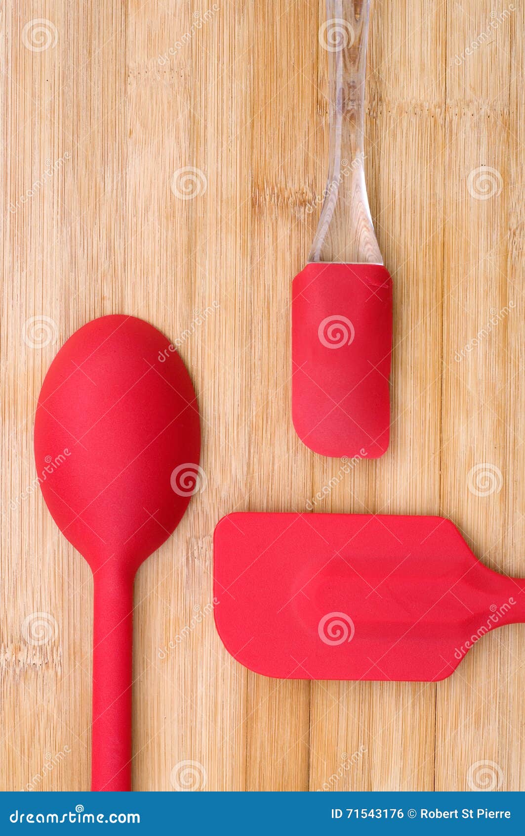 Red Kitchen Utensils on Wood Background Stock Photo - Image of vertical ...