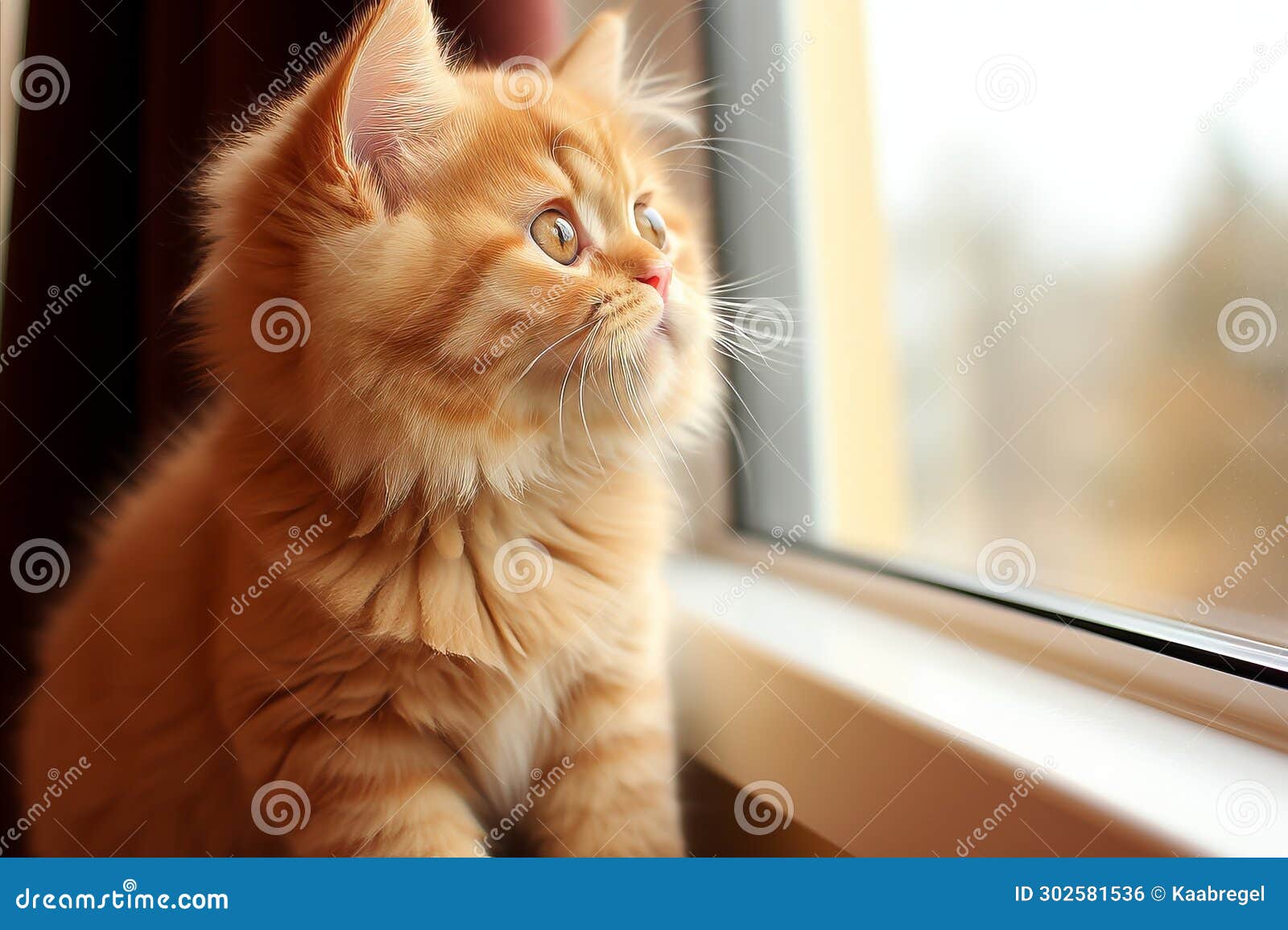 Red Kitten Looking Out the Window into the Distance Stock Illustration ...