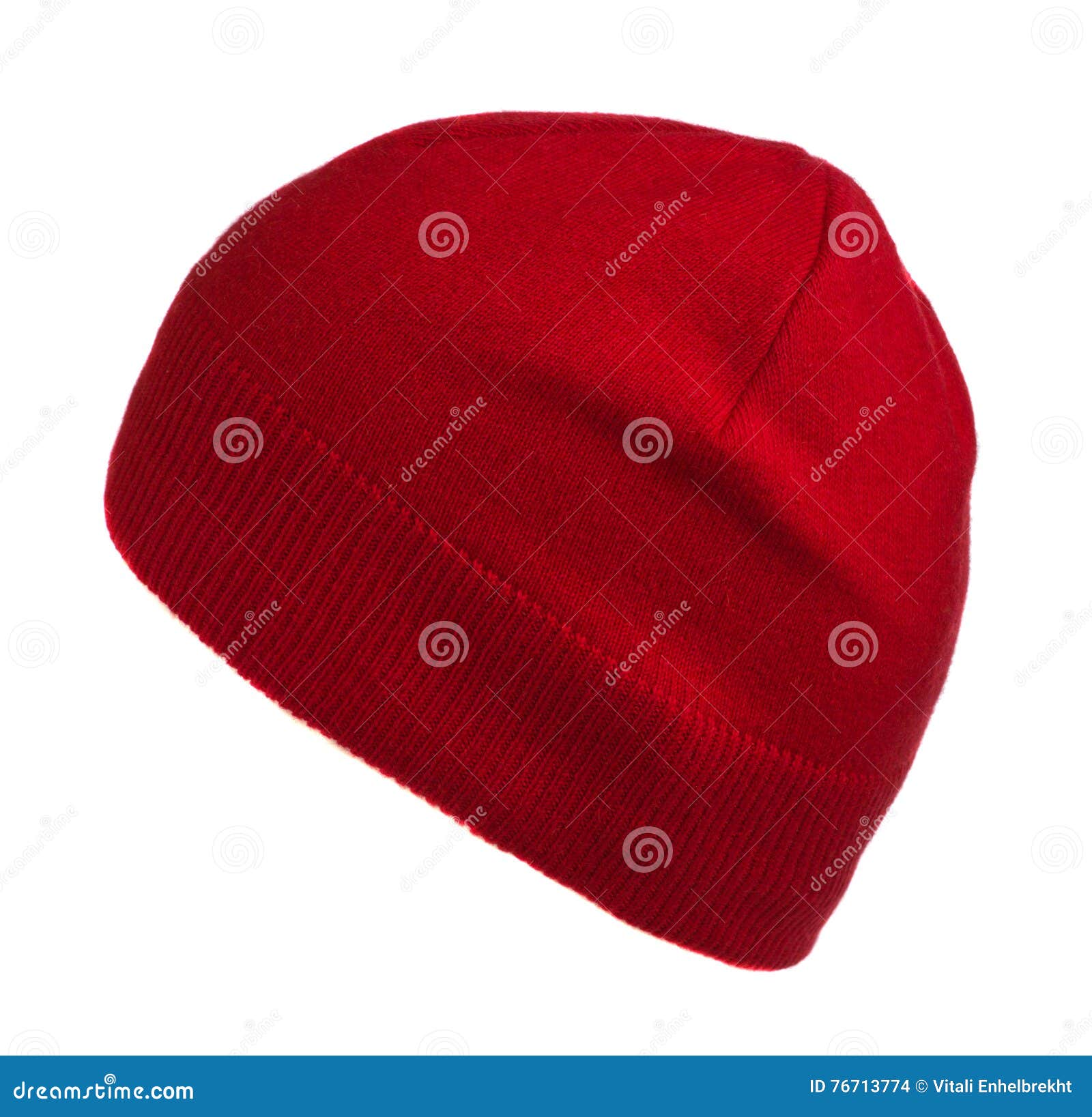 Red Knitted Beanie Isolated on White Background Stock Photo - Image of ...