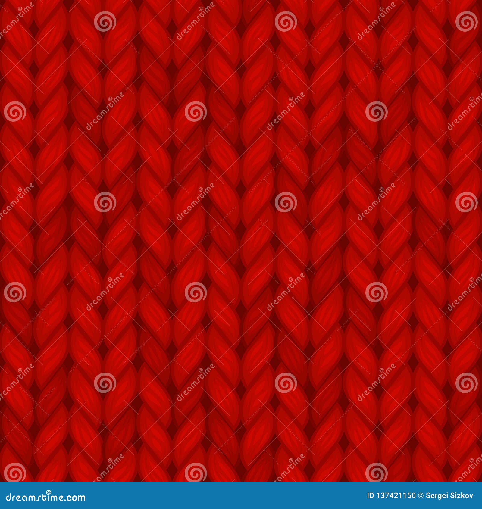 Red Knitted Seamless Pattern. Vector Wool Background Stock Vector ...