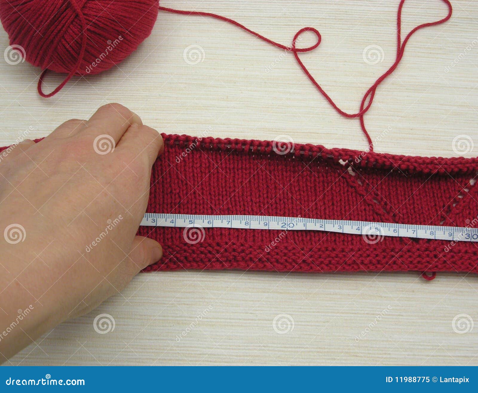 Red Knitting with Whole Pattern Stock Image - Image of hand, wool: 11988775