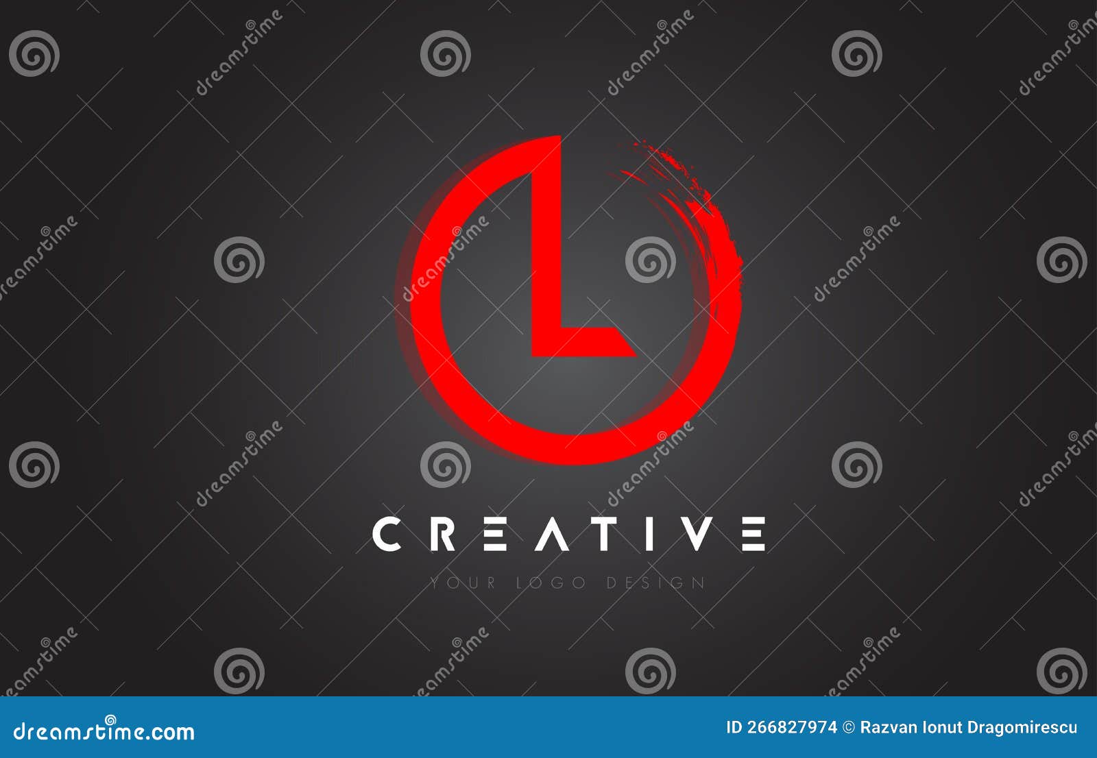 Red L Circular Letter Logo with Circle Brush Design and Black ...