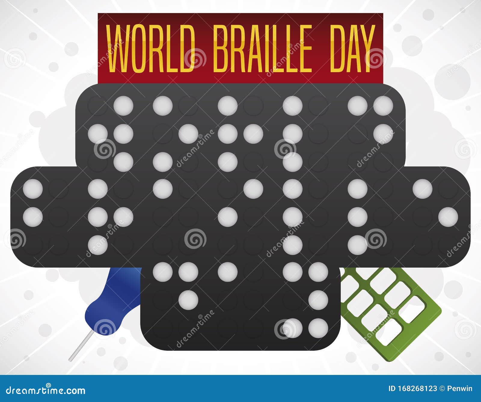 Elements To Write Braille Language and Celebrate Its Day, Vector ...