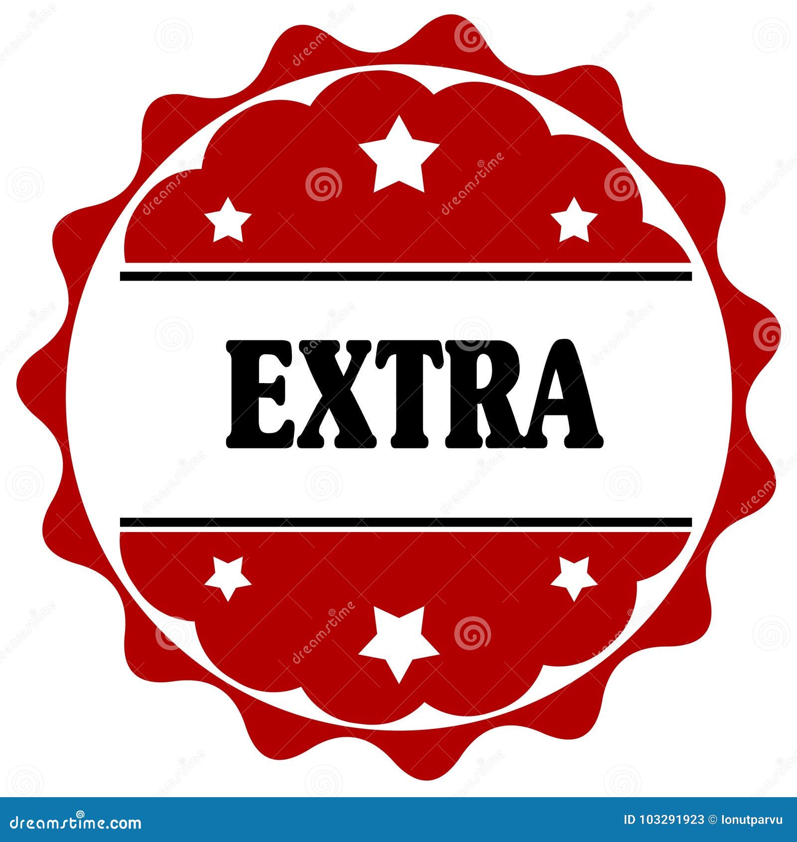 Red label with EXTRA text. stock illustration. Illustration of logo ...