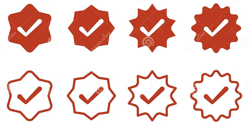 Red Label Icons with Agree Mark. Stock Illustration - Illustration of ...