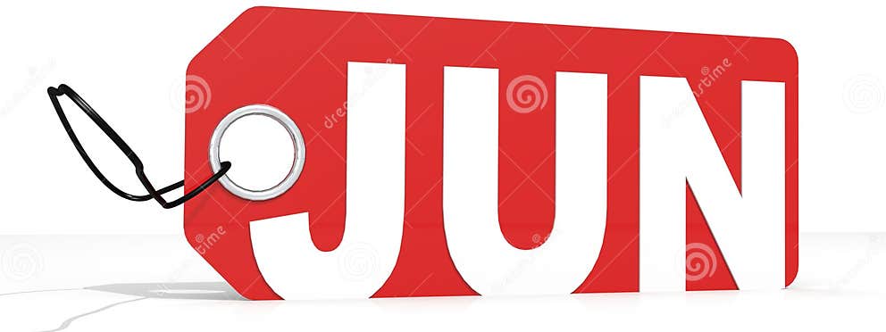 Red Label with Jun June Word Stock Illustration - Illustration of june ...