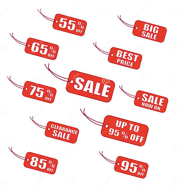 Red labels stock vector. Illustration of ninety, percent - 28977438
